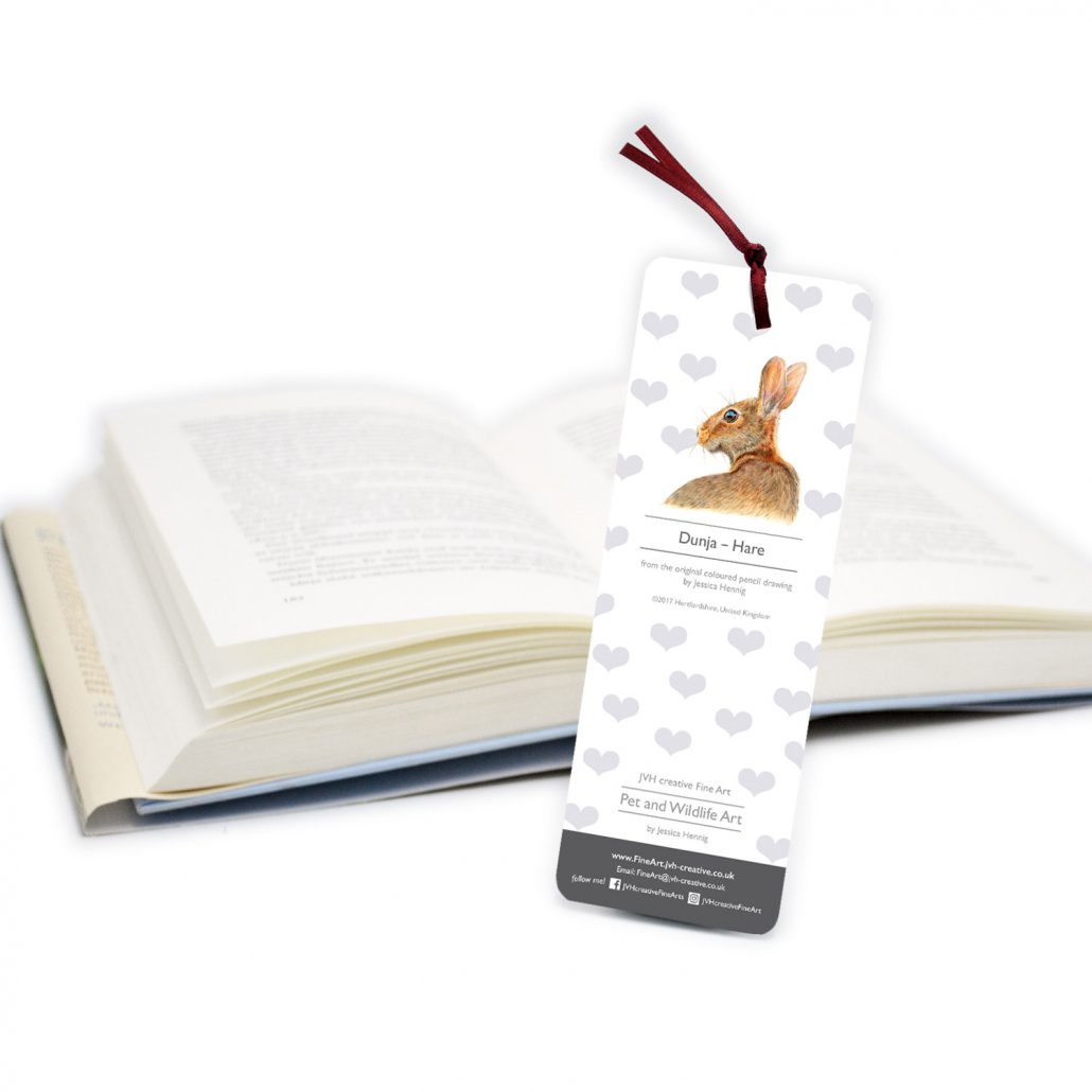 Hare Bookmark | JVH creative Fine Art | Coloured Pencil Art