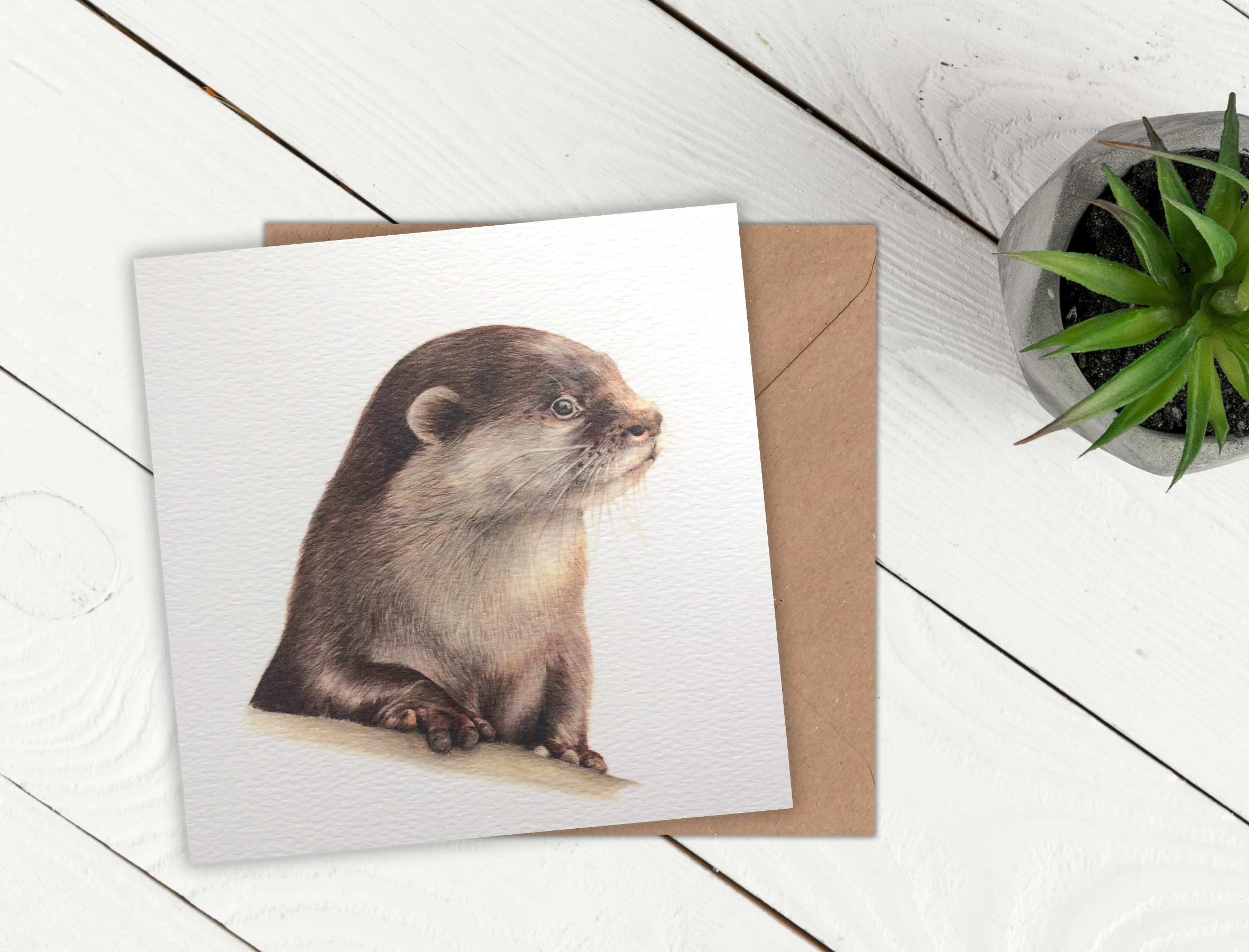 Otter Greeting Card | JVH creative Fine Art | Coloured Pencil Art