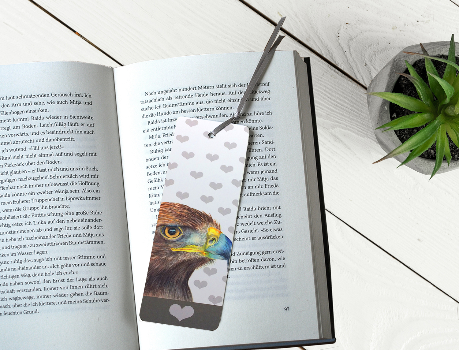 Golden Eagle Bookmark – JVH creative Fine Art – Coloured Pencil Art