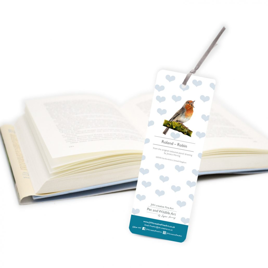 Robin Bookmark | JVH creative Fine Art | Coloured Pencil Art