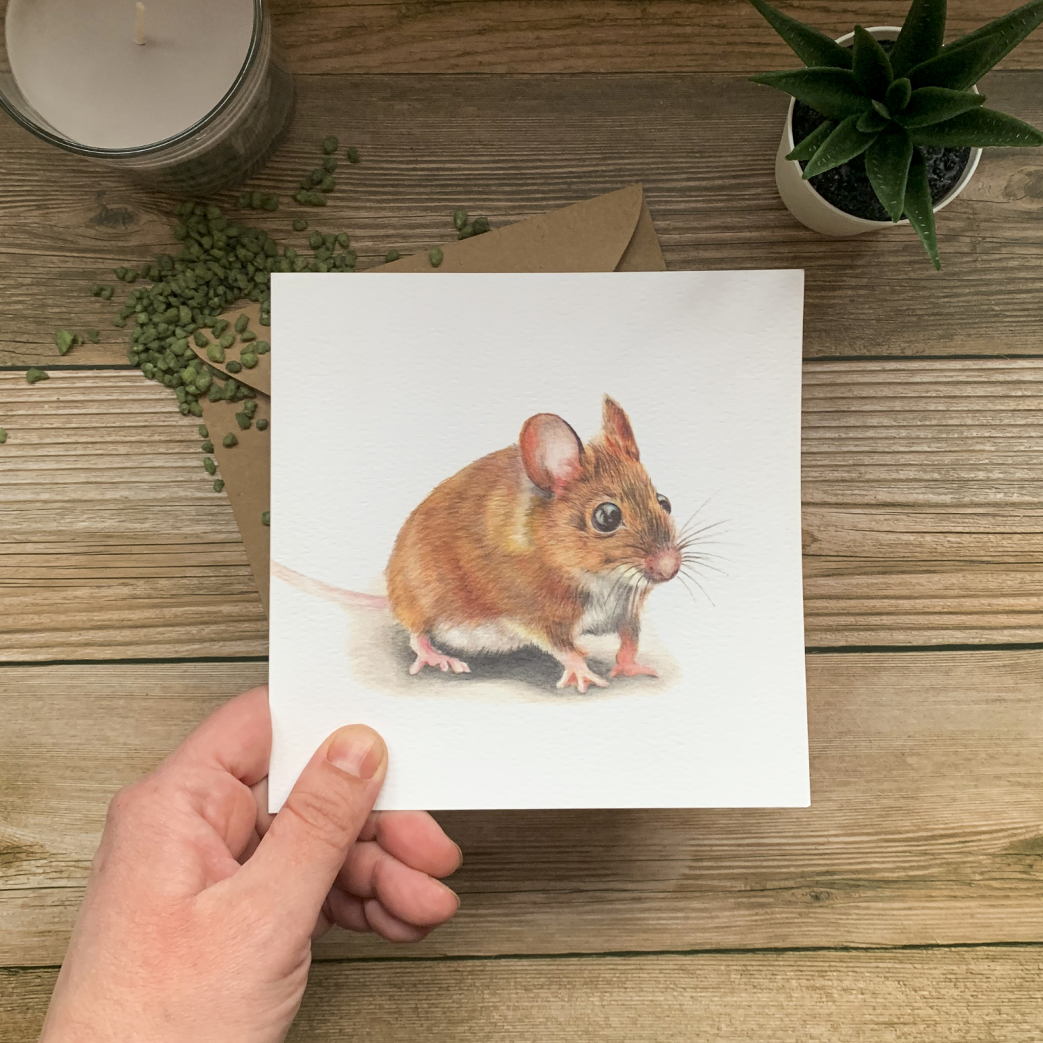 Field Mouse Greeting Card | JVH creative Fine Art | Coloured Pencil Art